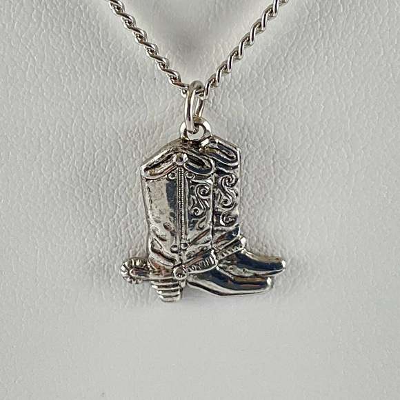 Hand Crafted | Jewelry | Cowboy Boots Pendant Necklace Handmade Silver ...